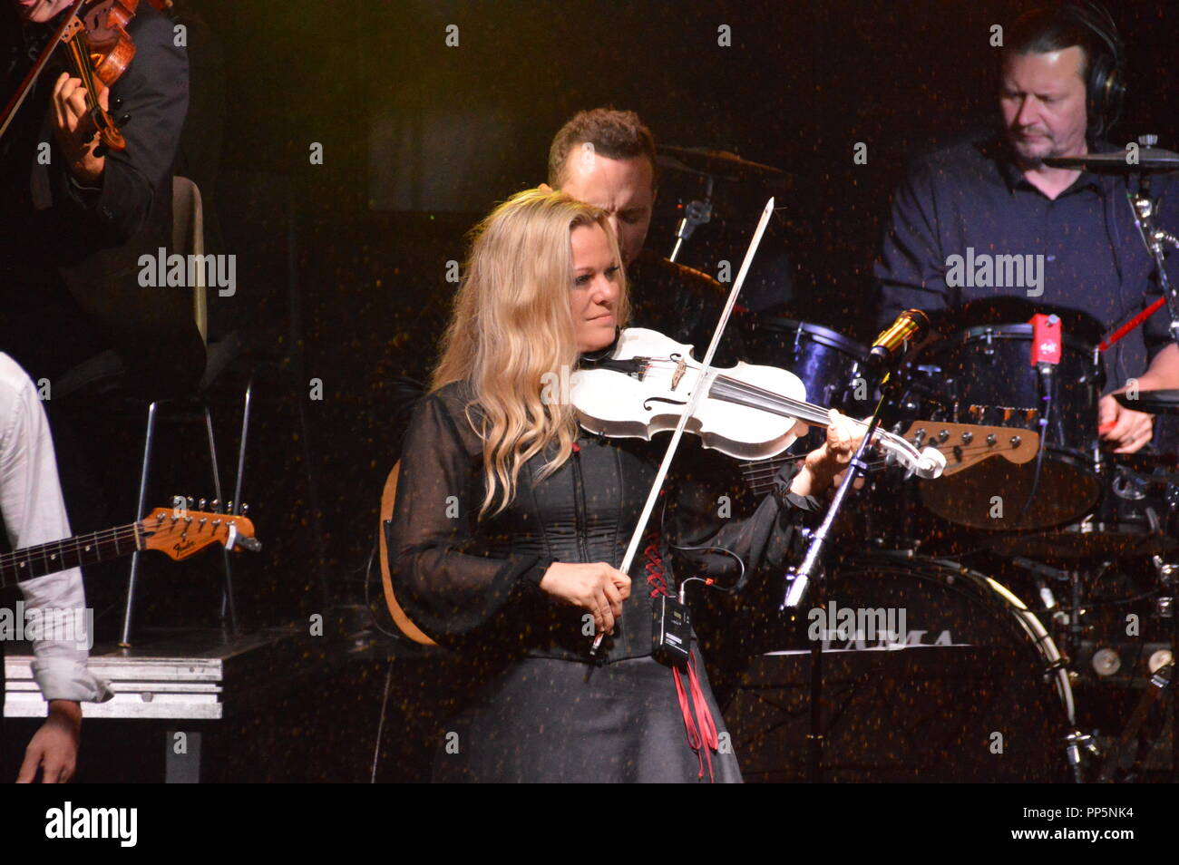 katrin wettin performing violine in baernsdorf saxony germany in summer ...