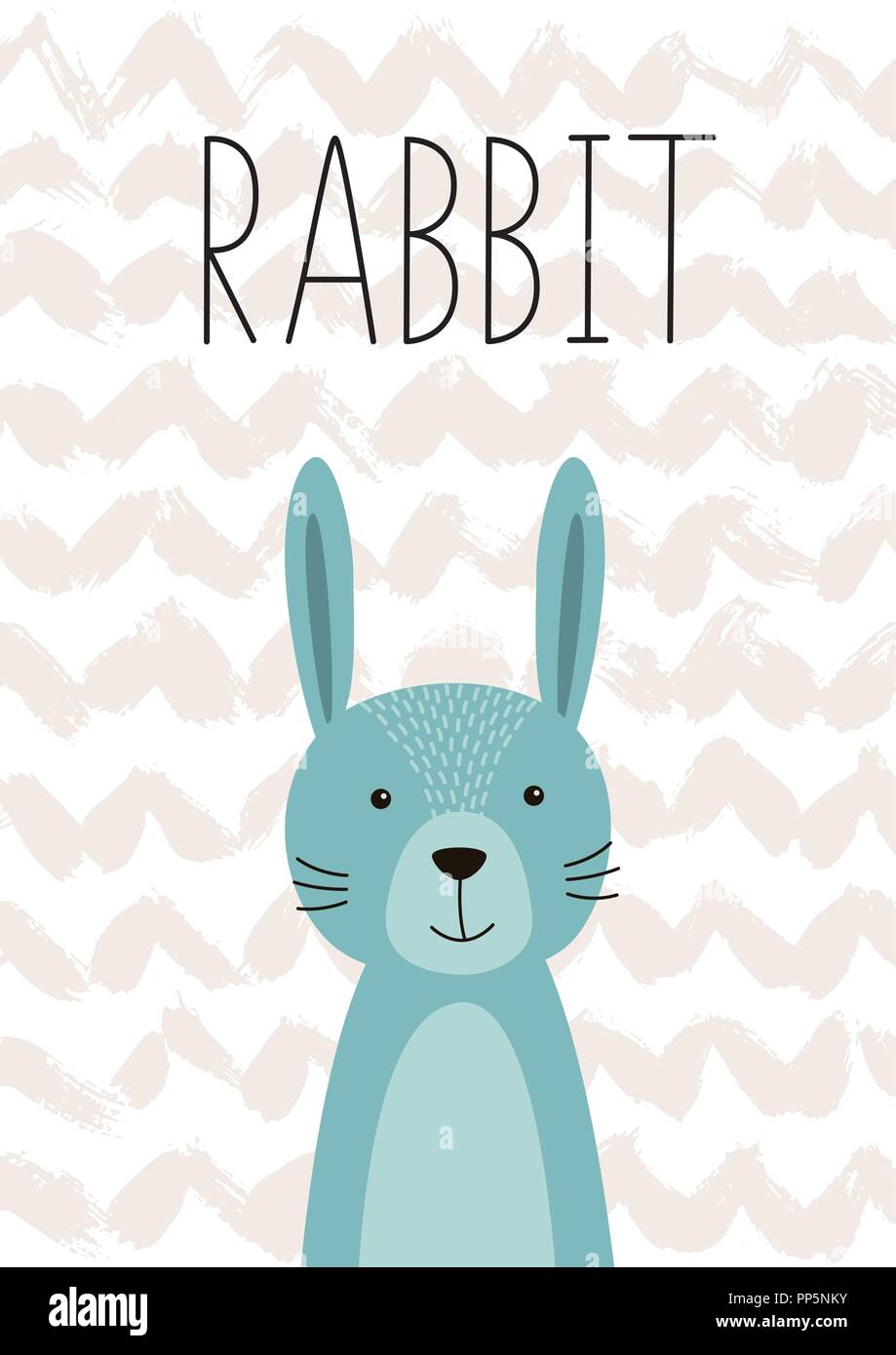 Cute rabbit. Vector. Poster, card for kids Stock Vector Image & Art - Alamy