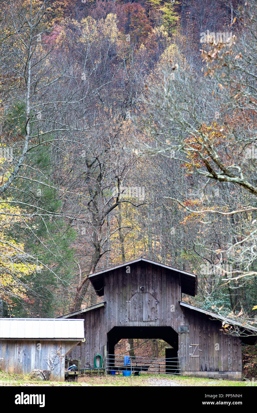 Barn and Fall colours, Tennessee, USA Stock Photo - Alamy