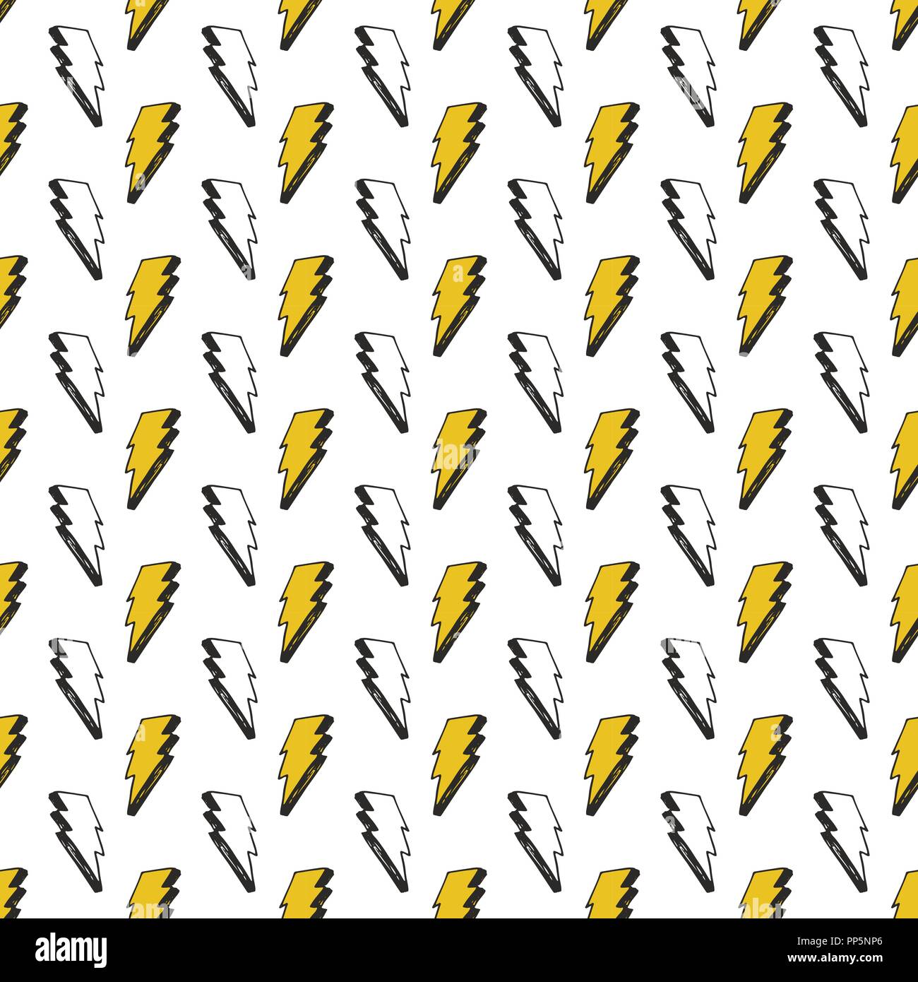 Lightning seamless pattern vector illustration. Hand drawn sketched ...