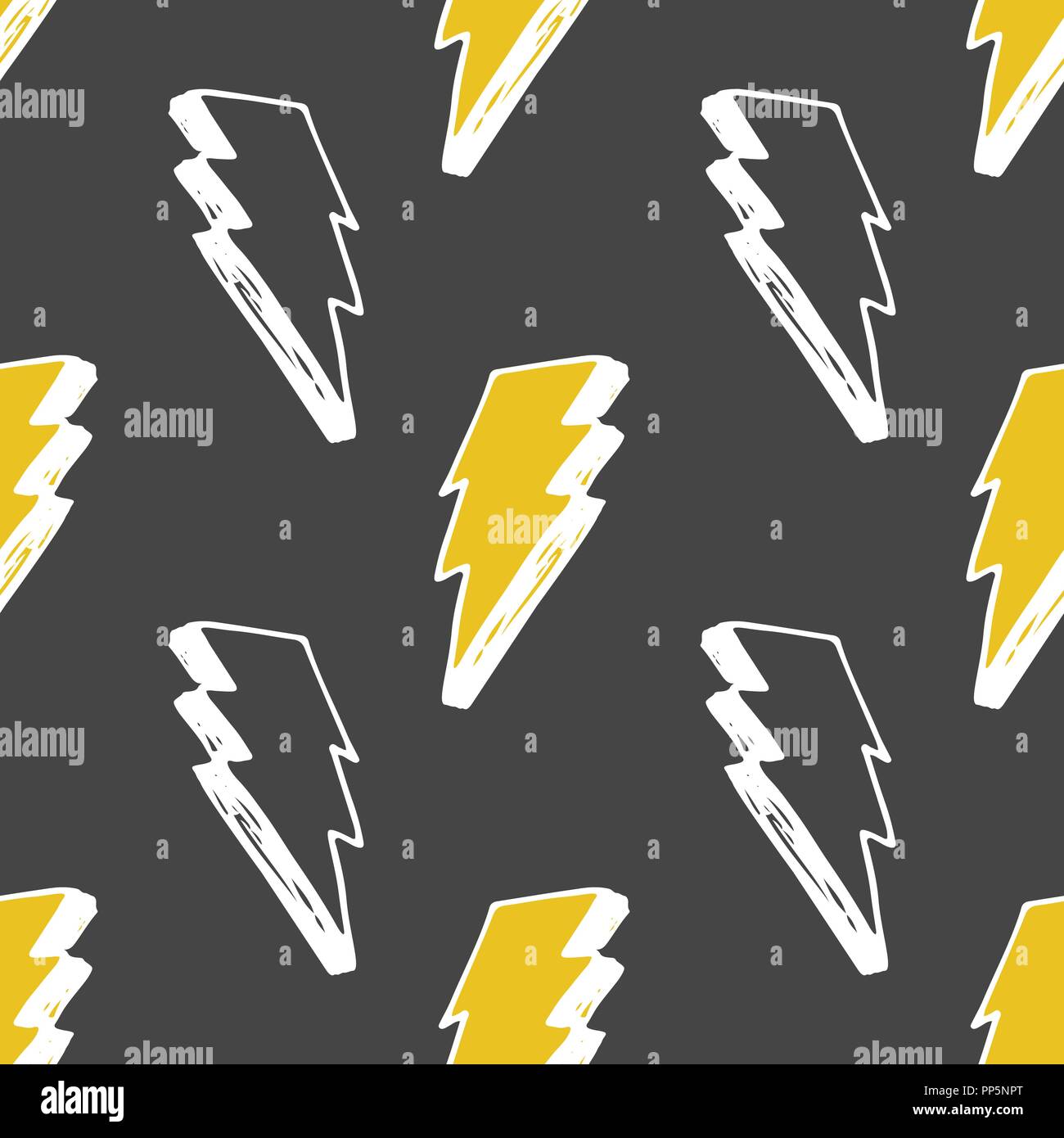 Lightning seamless pattern vector illustration. Hand drawn sketched ...