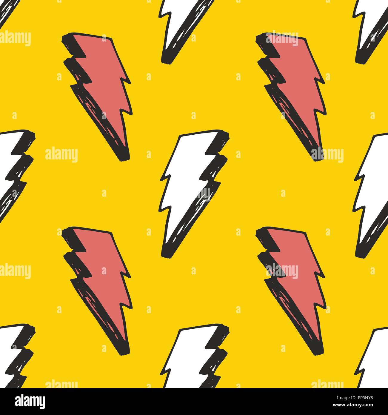 Lightning seamless pattern vector illustration. Hand drawn sketched ...