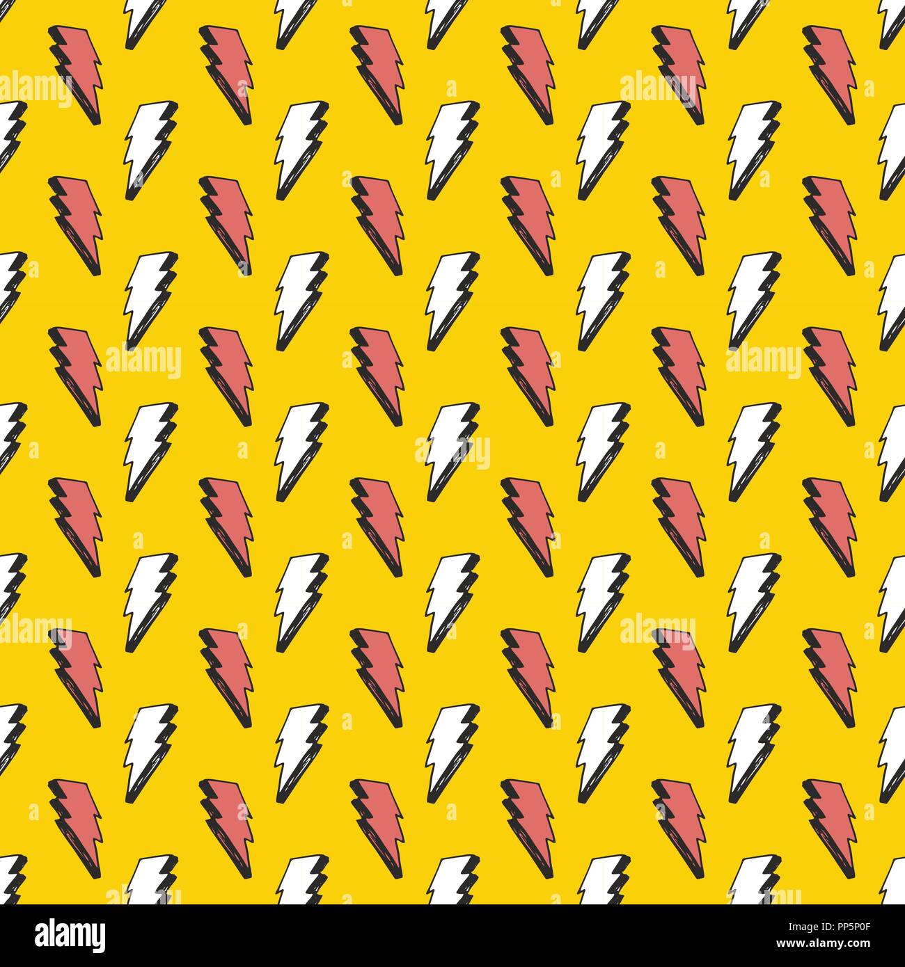 Lightning seamless pattern vector illustration. Hand drawn sketched ...