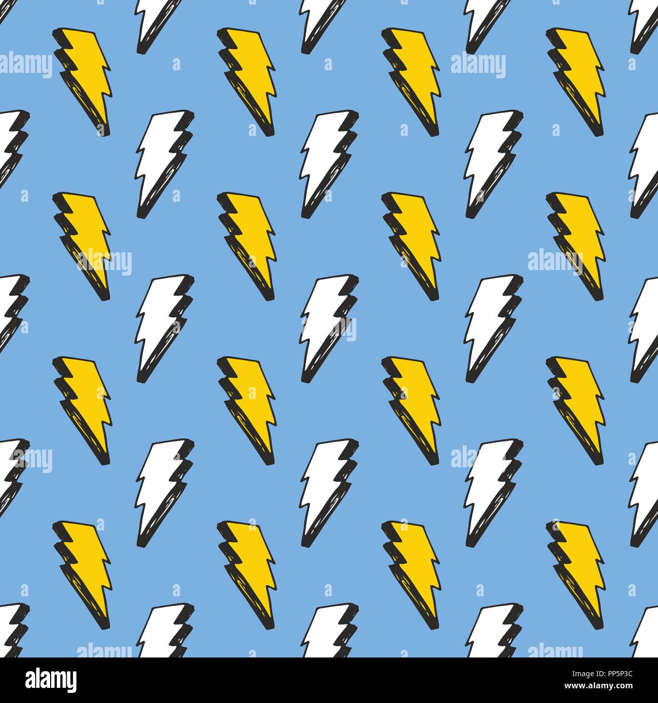Lightning pattern retro abstract seamless print of fast energy bolt hi ...