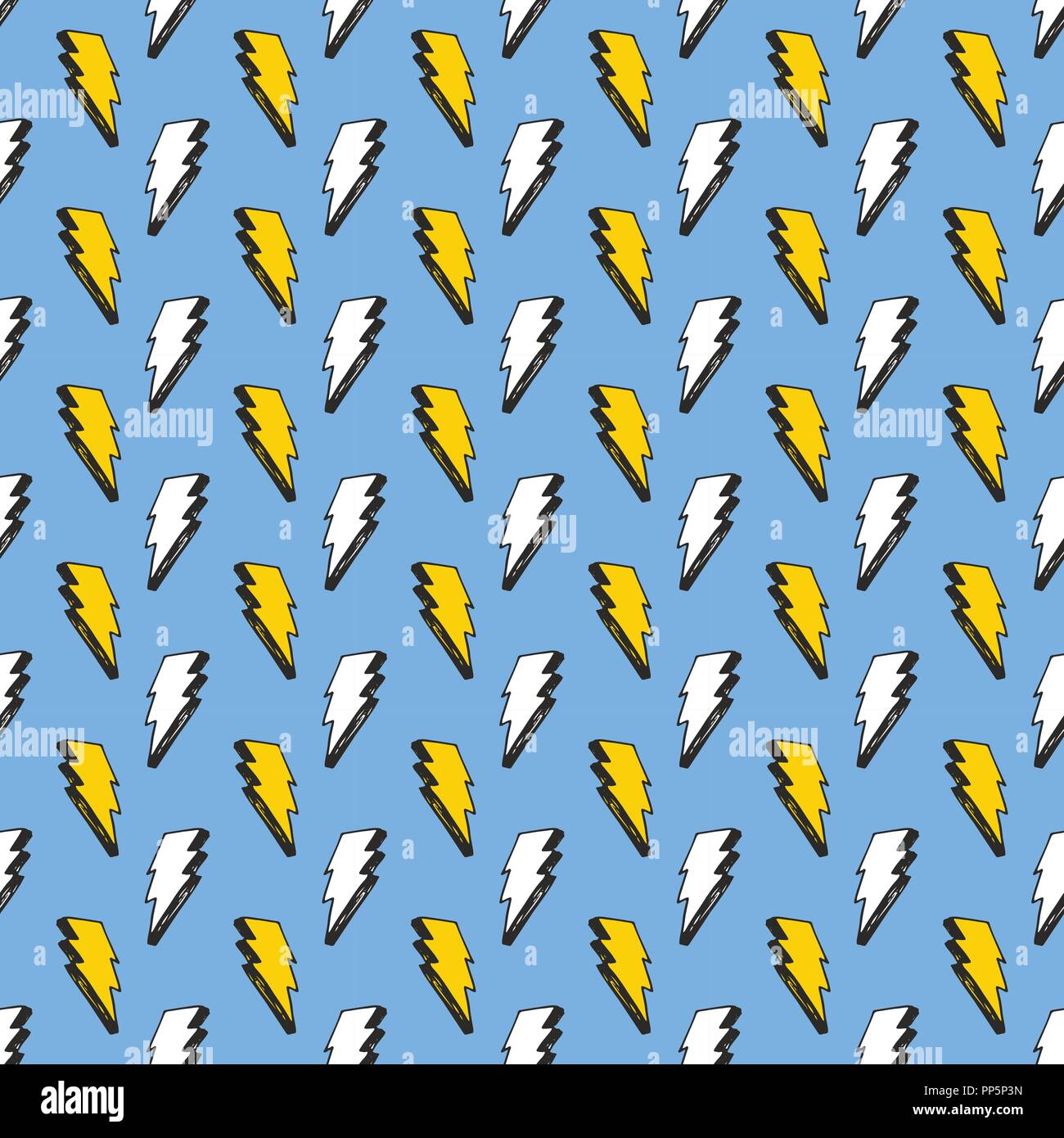 Lightning seamless pattern vector illustration. Hand drawn sketched ...
