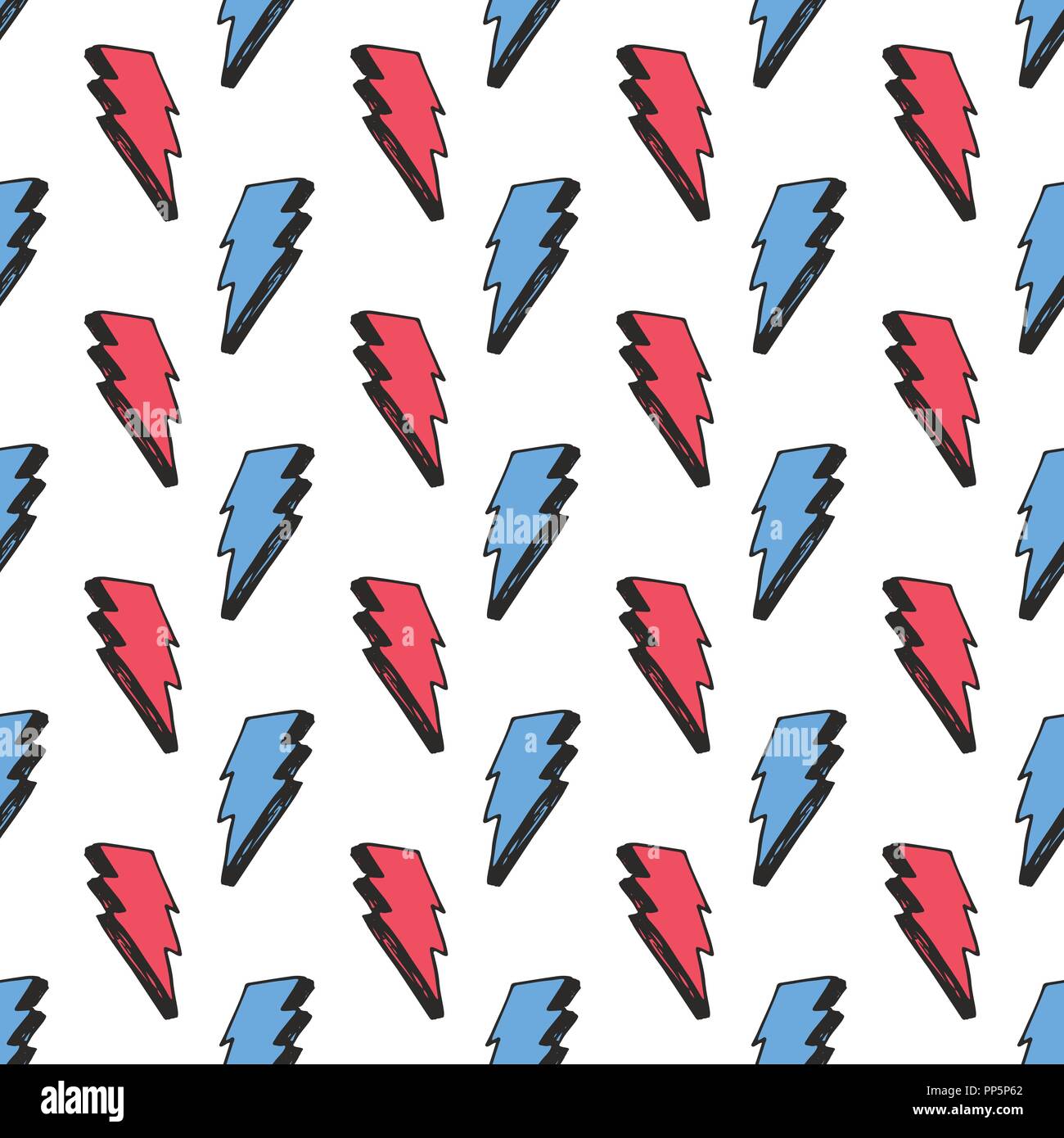 Lightning seamless pattern vector illustration. Hand drawn sketched ...