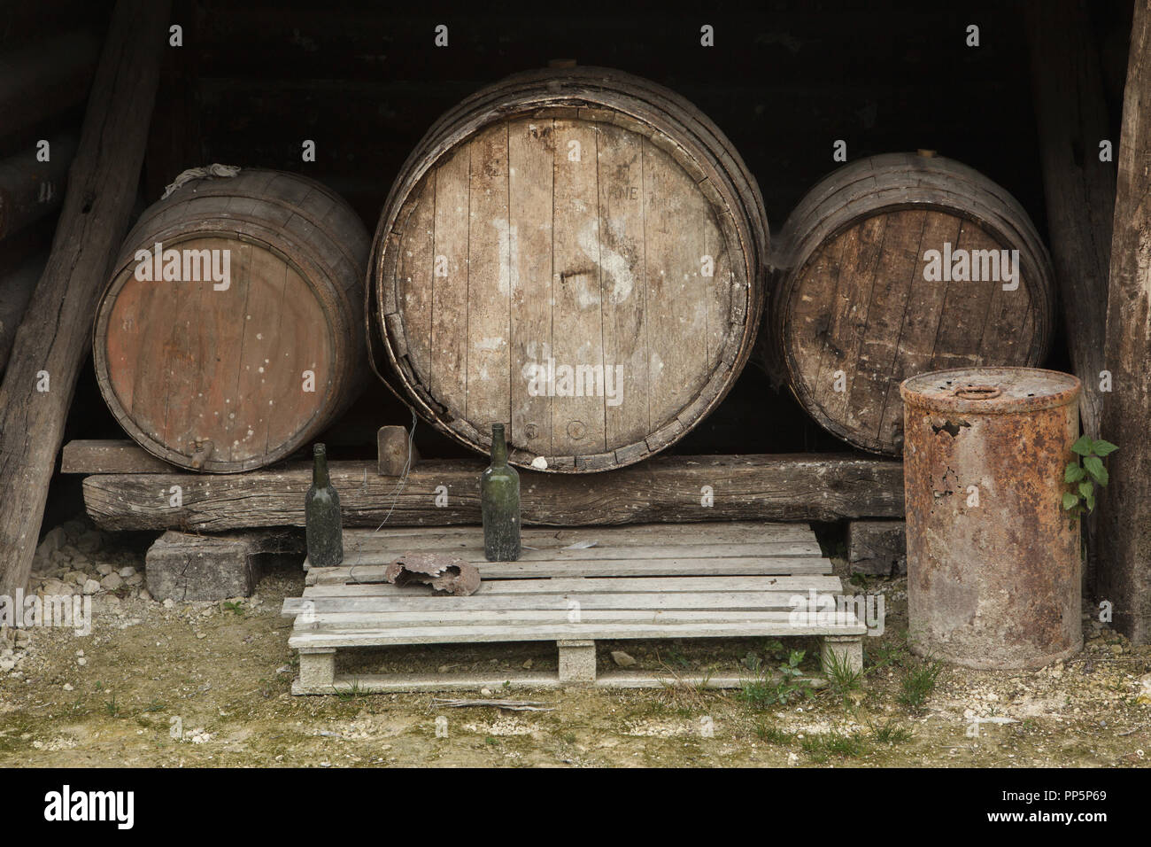 Drinking water barrels used during the First World War on display in ...