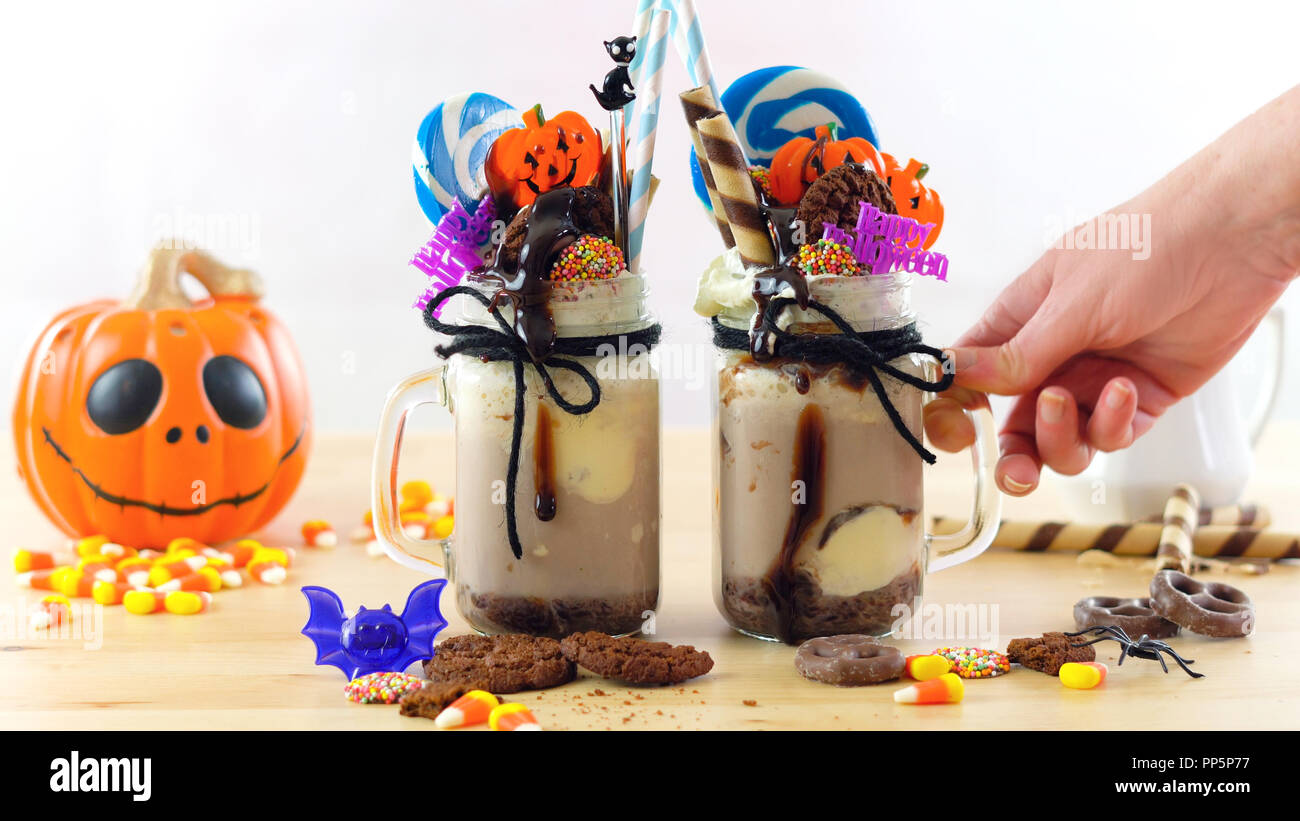 On-trend Happy Halloween theme freak shakes chocolate milkshakes ...