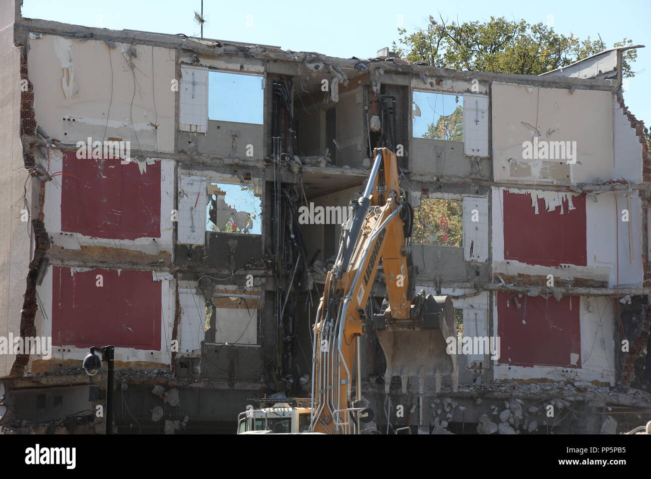 Building being demolished in Colmar in France Stock Photo - Alamy