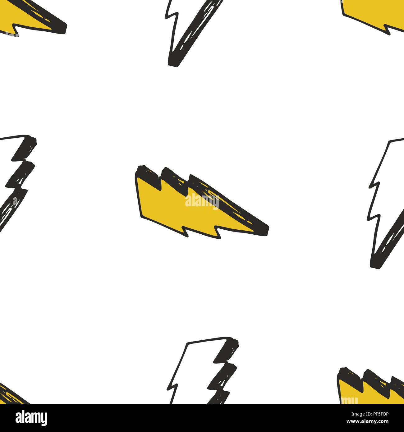 Lightning seamless pattern vector illustration. Hand drawn sketched ...