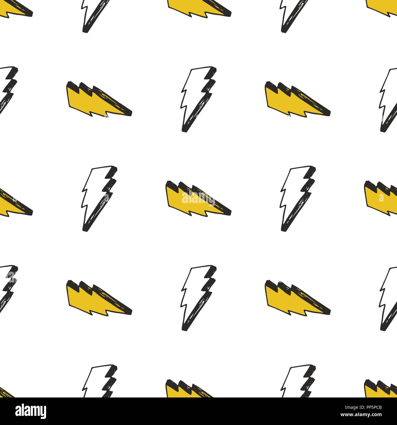Lightning seamless pattern vector illustration. Hand drawn sketched ...