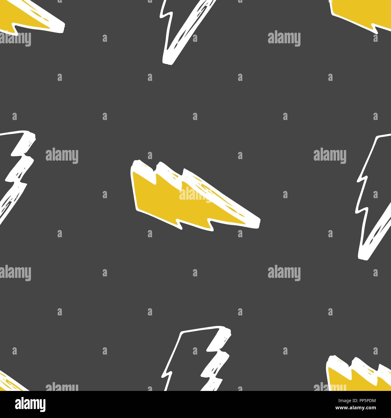 Lightning seamless pattern vector illustration. Hand drawn sketched ...