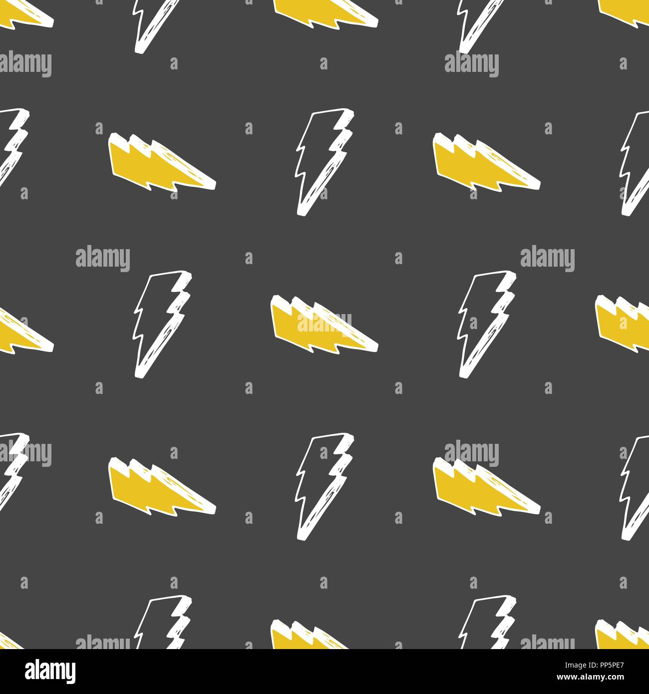 Lightning seamless pattern vector illustration. Hand drawn sketched ...