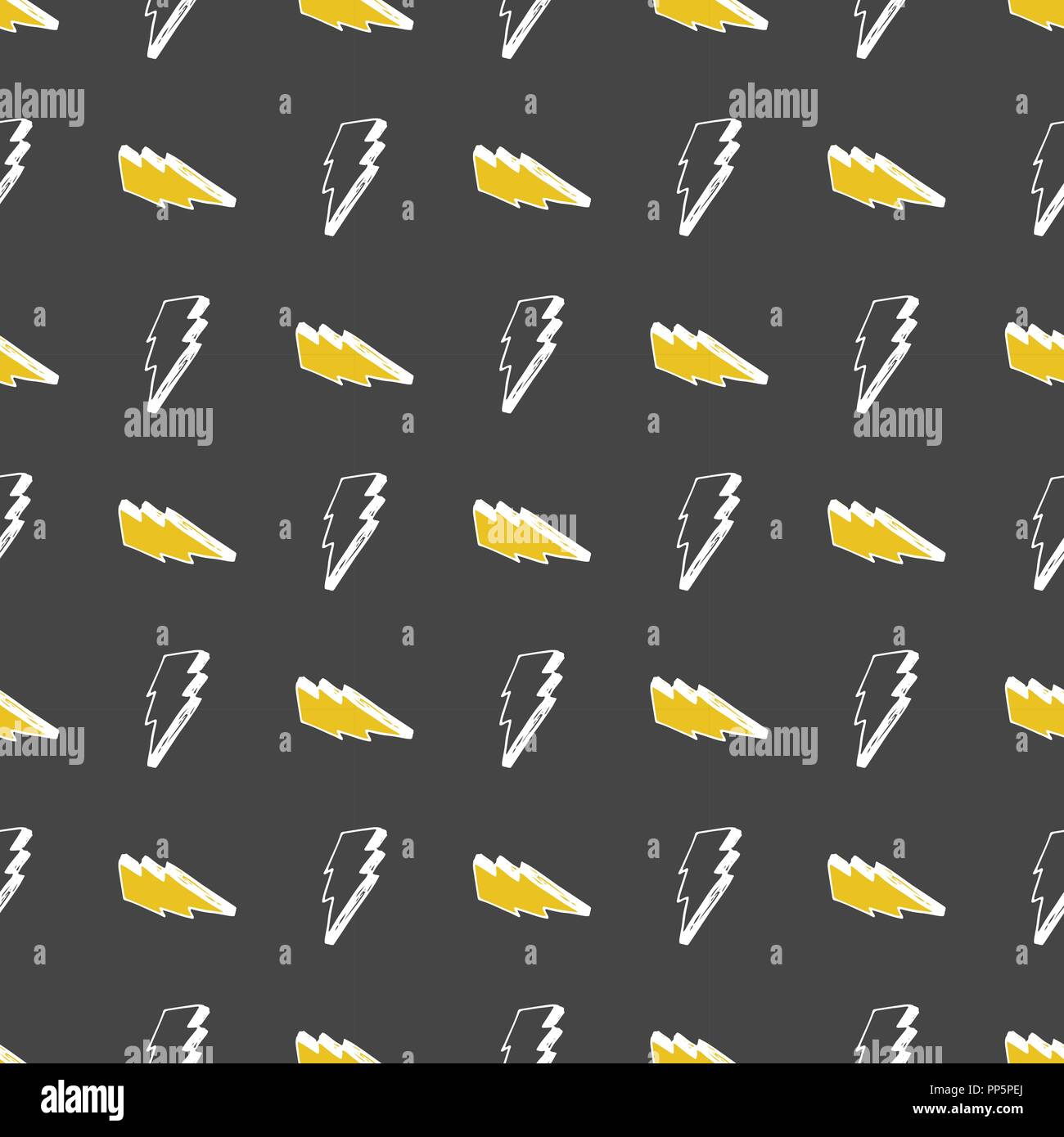 Lightning seamless pattern vector illustration. Hand drawn sketched ...