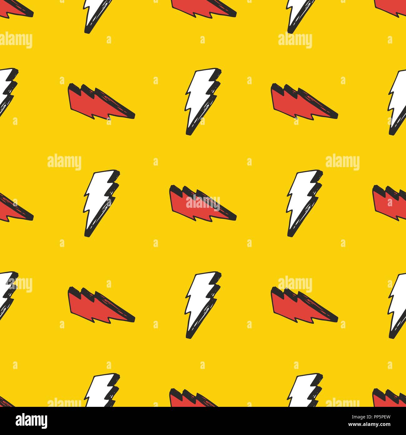 Lightning seamless pattern vector illustration. Hand drawn sketched ...