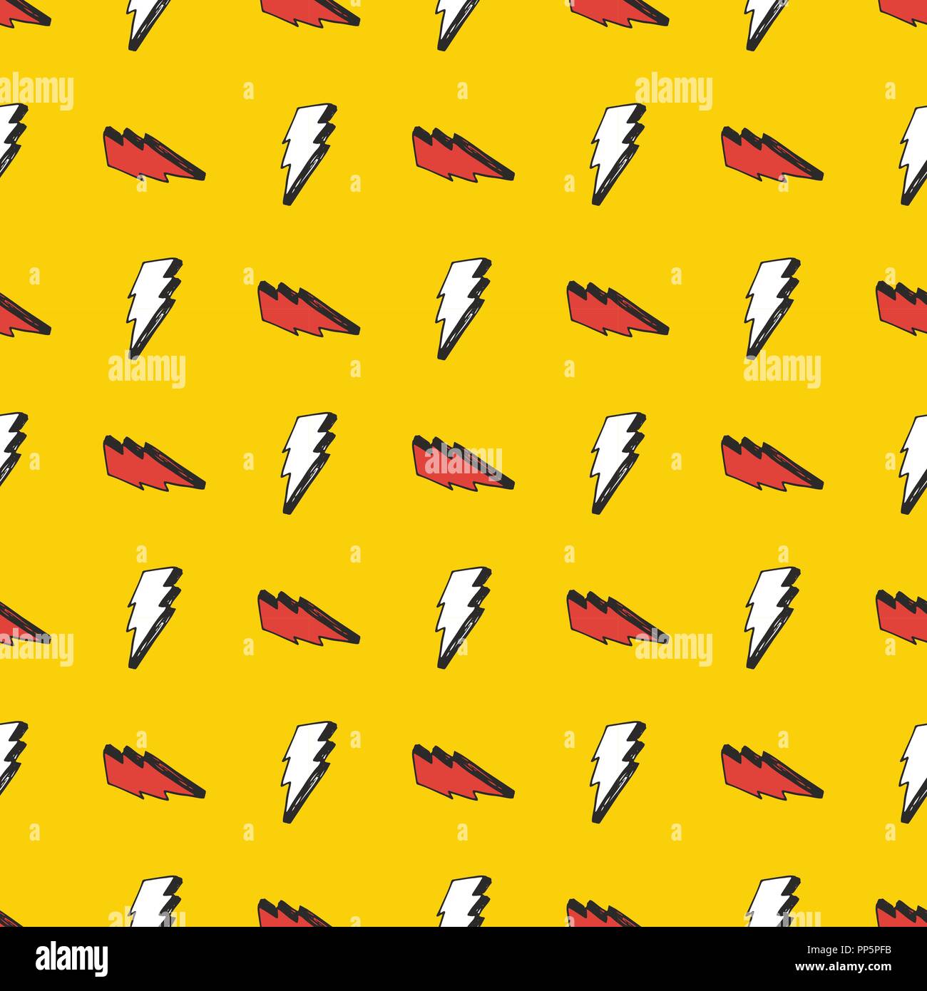 Lightning seamless pattern vector illustration. Hand drawn sketched ...