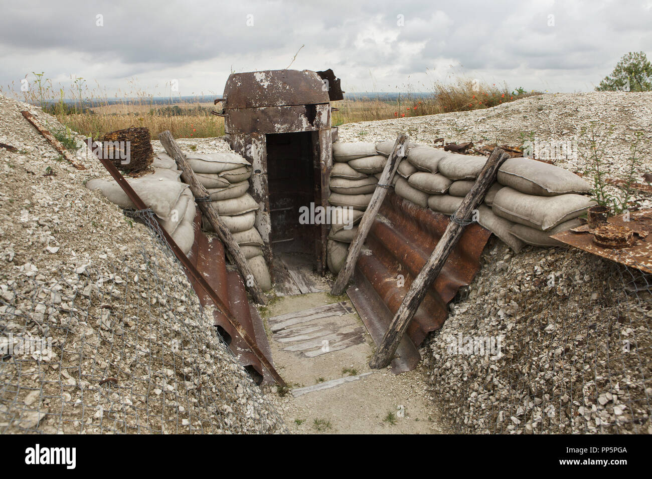 Trench observation post used during the First World War in the Main de ...