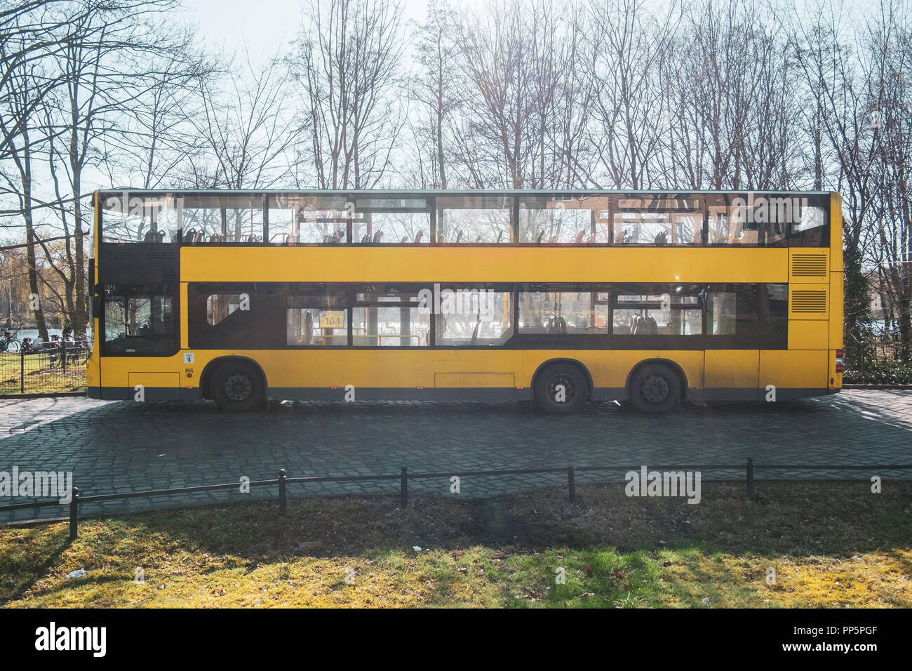 Berlin BVG double decker bus waiting at a park in Berlin, Germany Stock ...