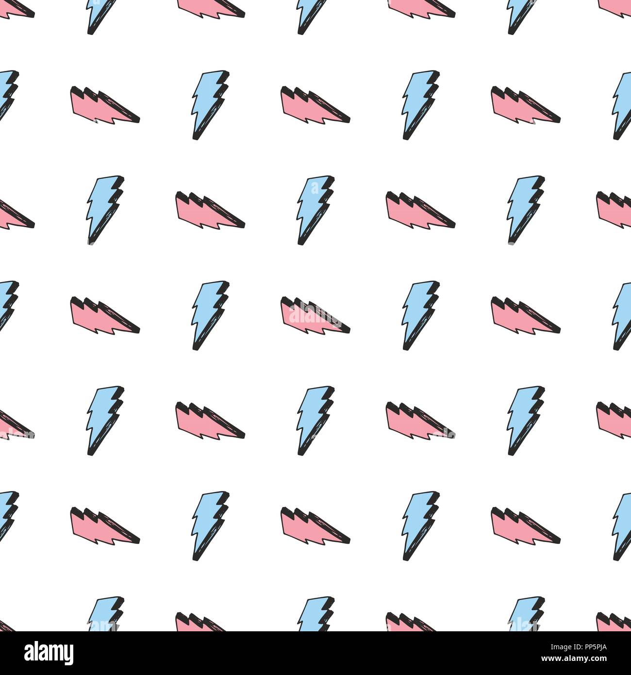 Lightning seamless pattern vector illustration. Hand drawn sketched ...