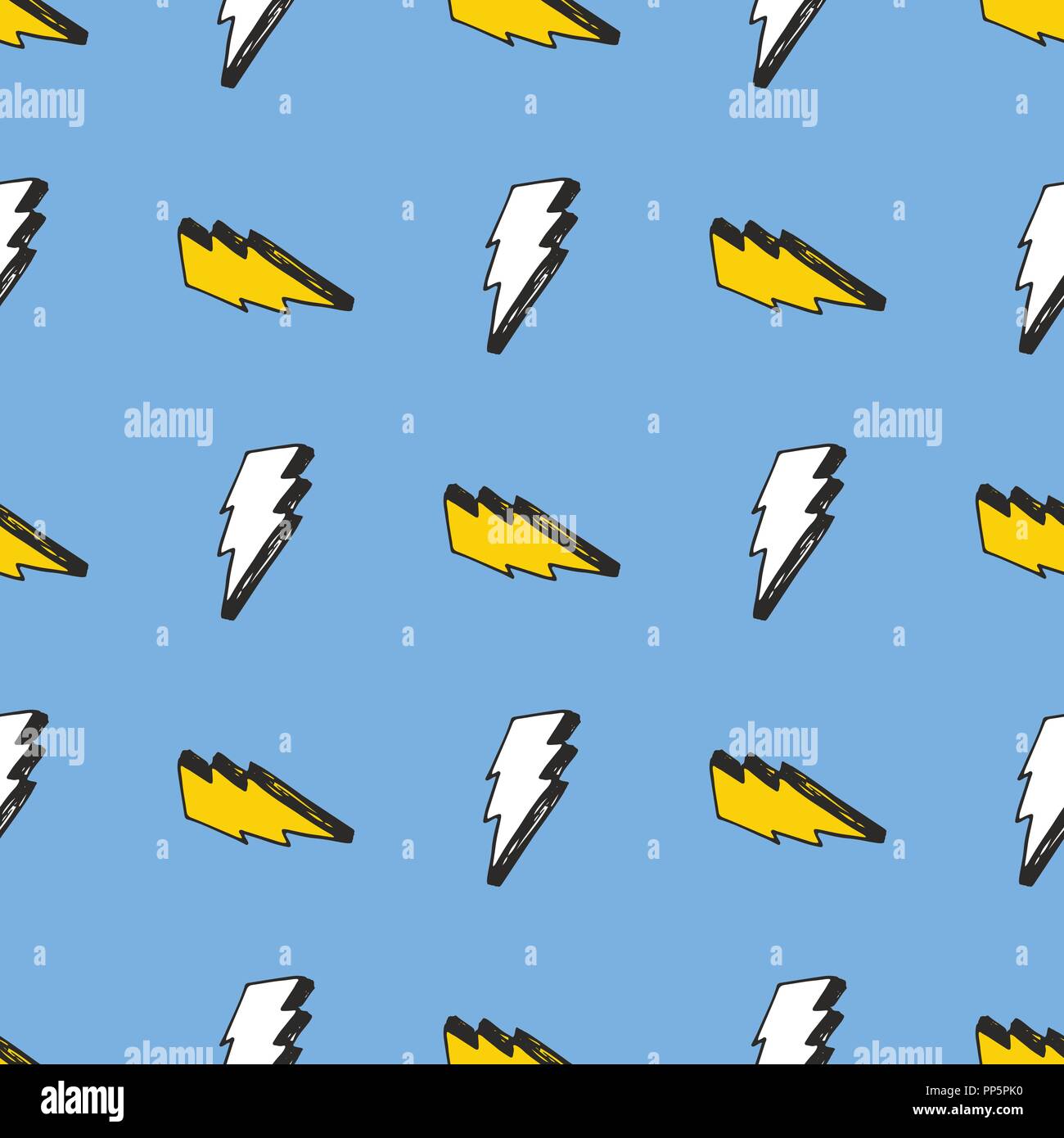 Lightning seamless pattern vector illustration. Hand drawn sketched ...
