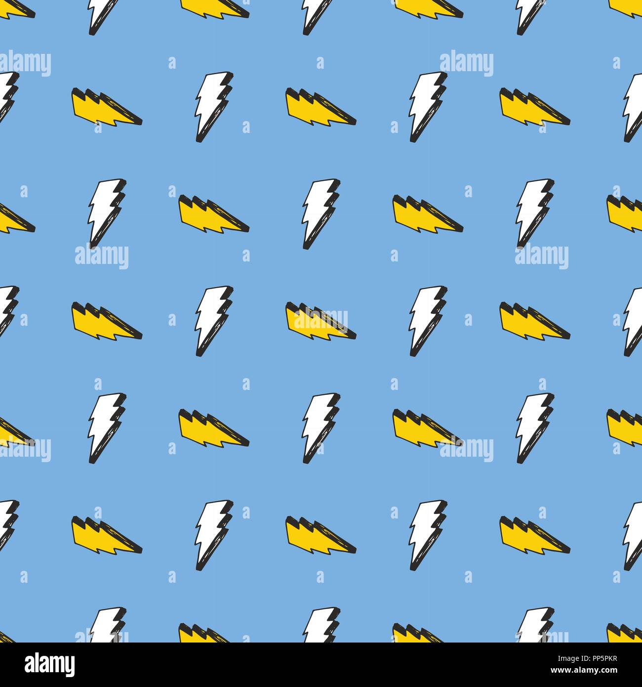 Lightning seamless pattern vector illustration. Hand drawn sketched ...