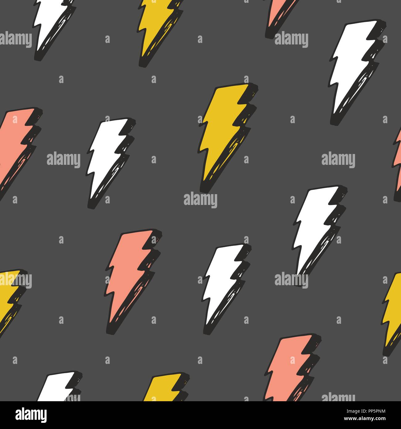 Lightning seamless pattern vector illustration. Hand drawn sketched ...