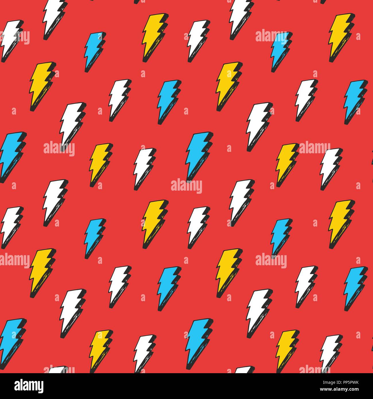 Lightning seamless pattern vector illustration. Hand drawn sketched ...
