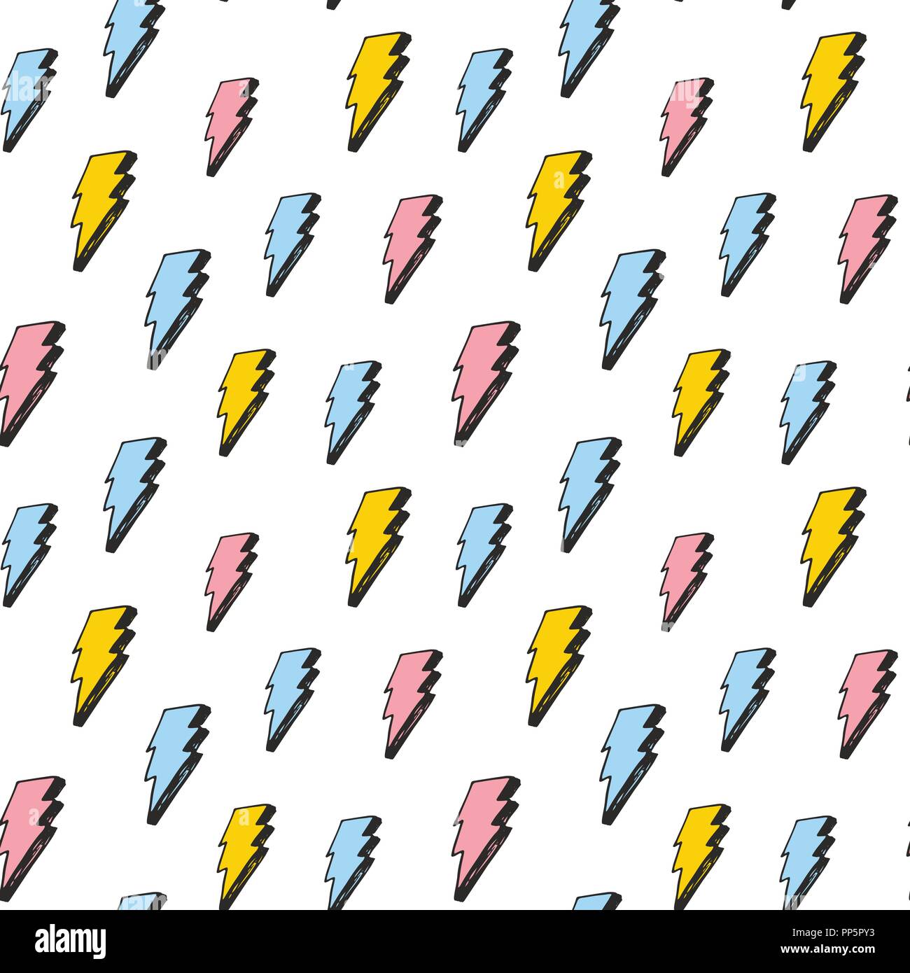 Lightning seamless pattern vector illustration. Hand drawn sketched ...