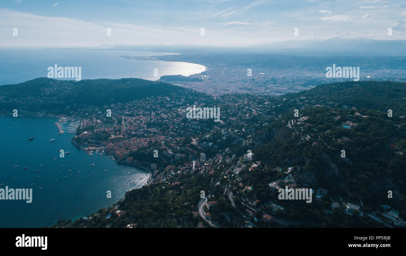 Nice France coast drone view of houses and city from the air Stock ...