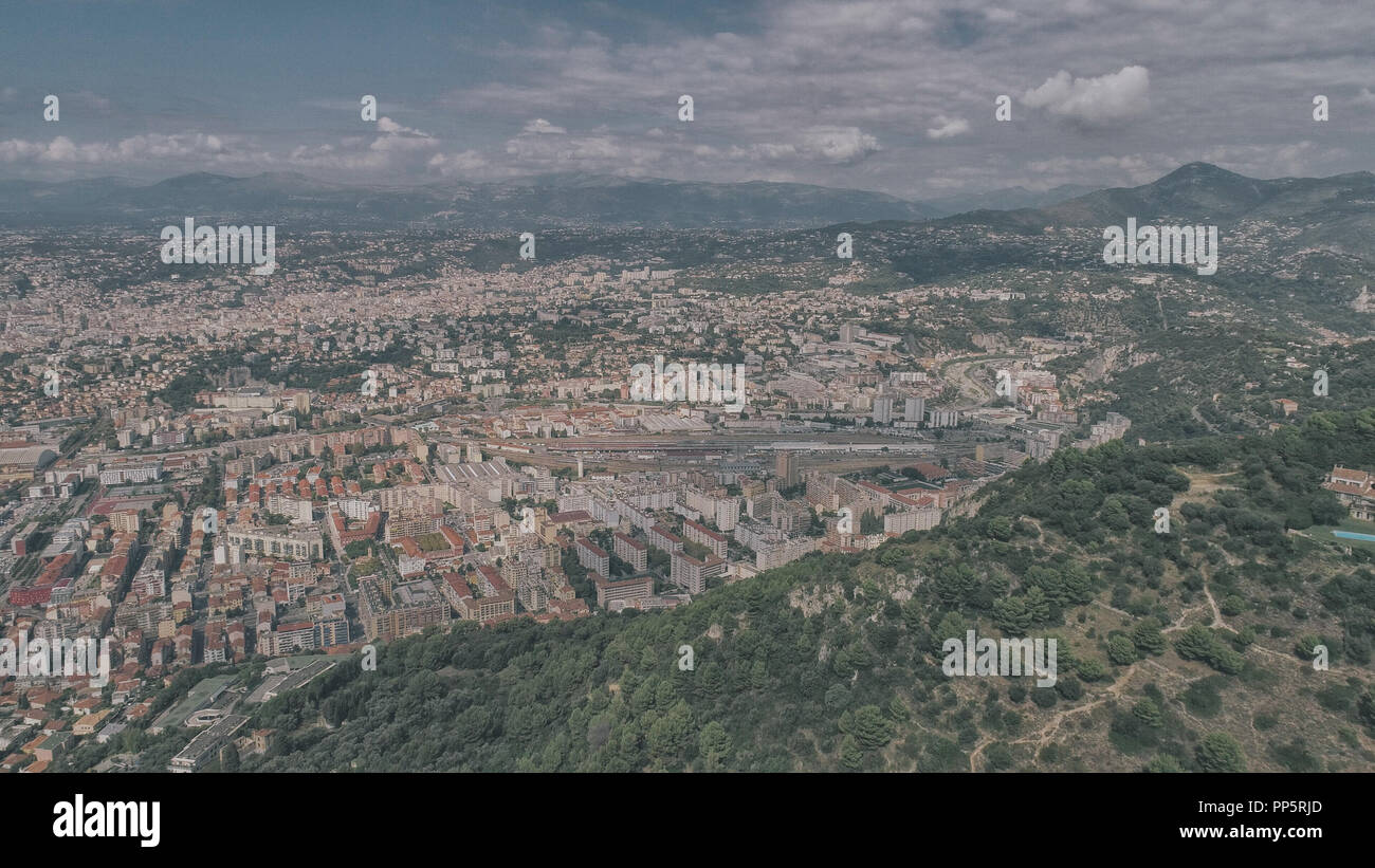 Nice France coast drone view of houses and city from the air Stock ...