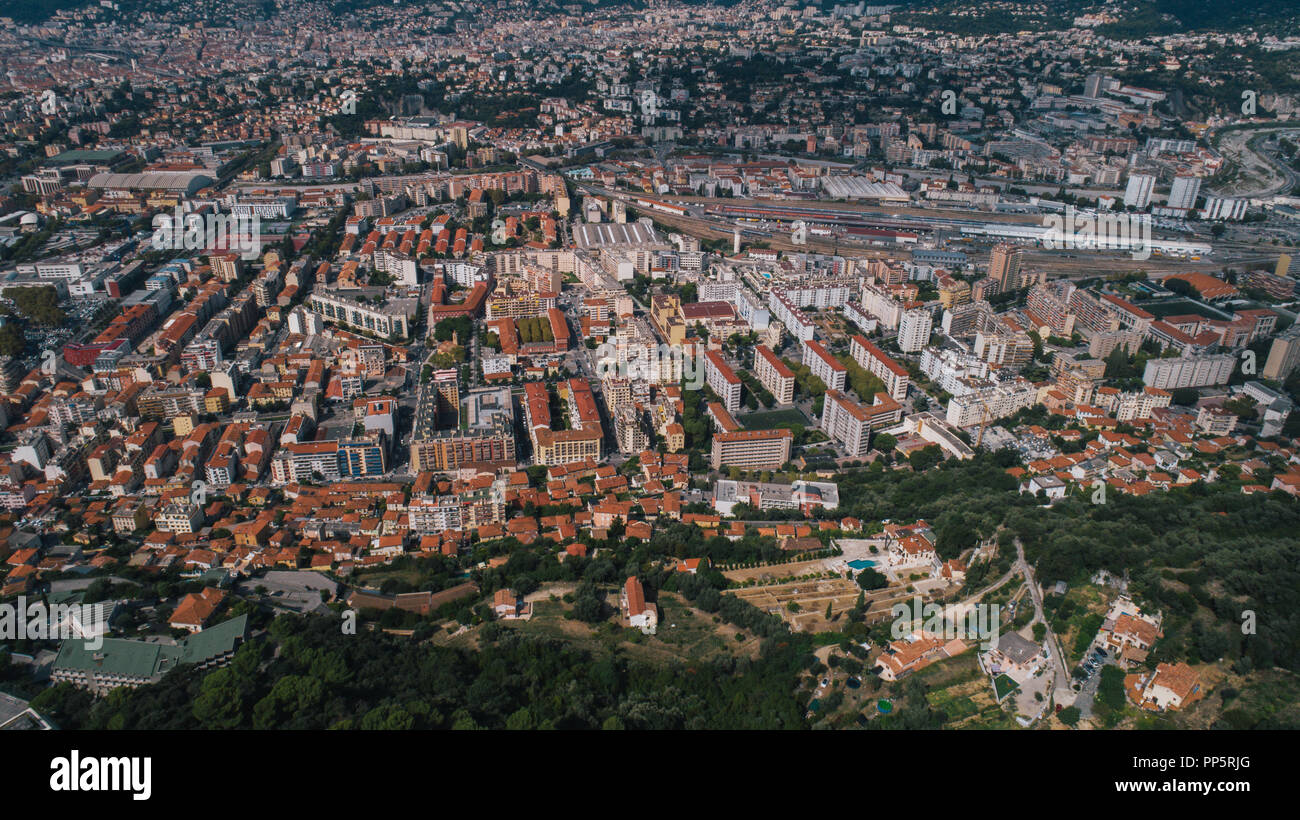 Nice France coast drone view of houses and city from the air Stock ...