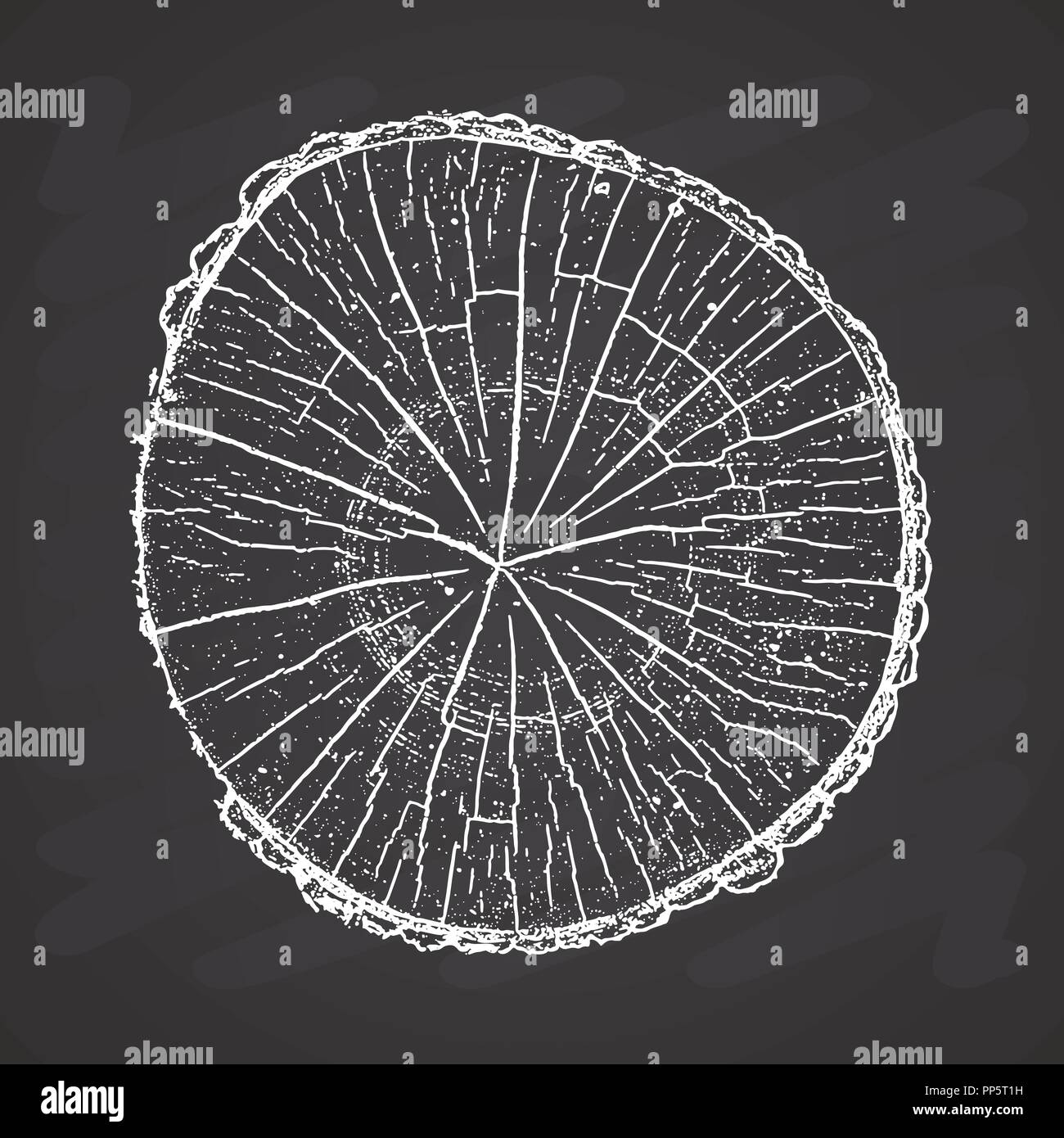 Tree log, wood growth rings grunge texture vector illustration on ...