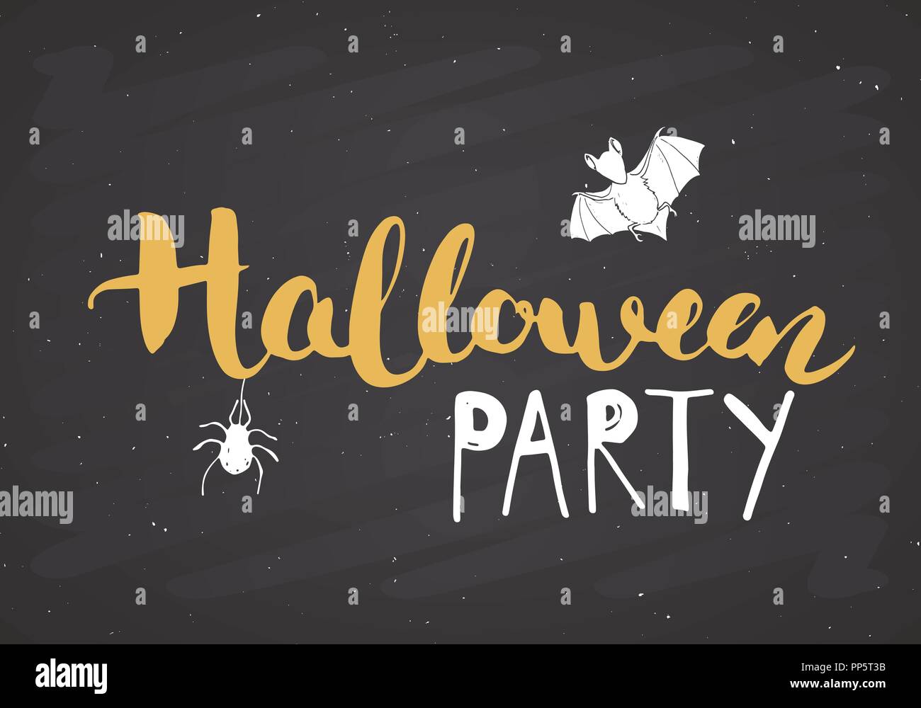 Halloween greeting card. Lettering calligraphy sign and hand drawn ...