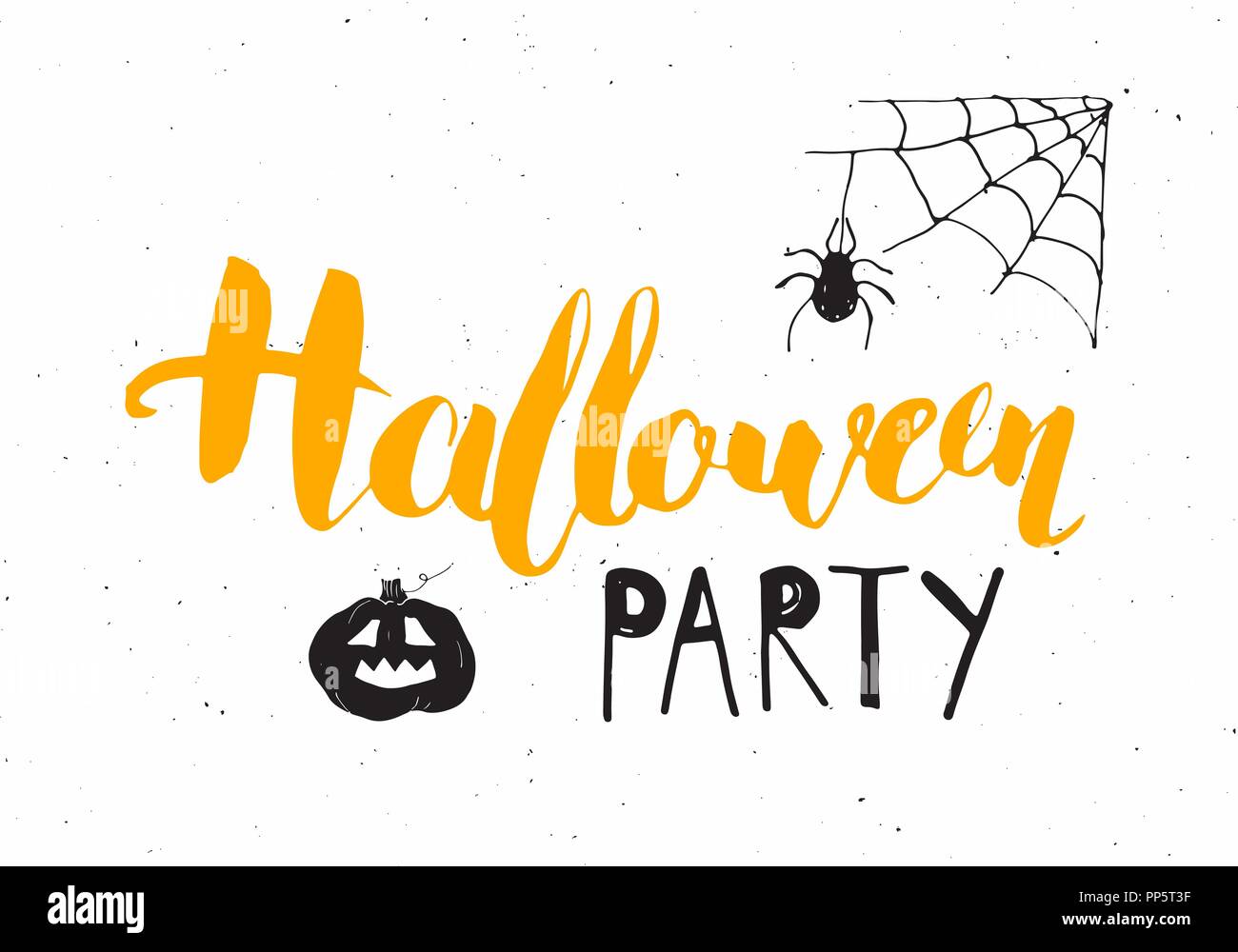 Halloween greeting card. Lettering calligraphy sign and hand drawn ...