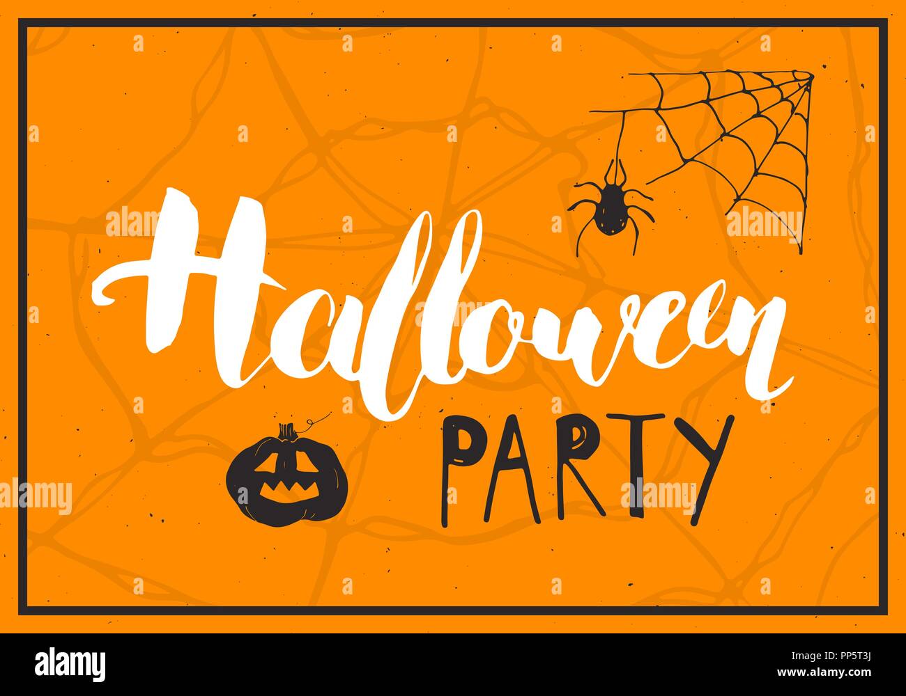 Halloween greeting card. Lettering calligraphy sign and hand drawn ...