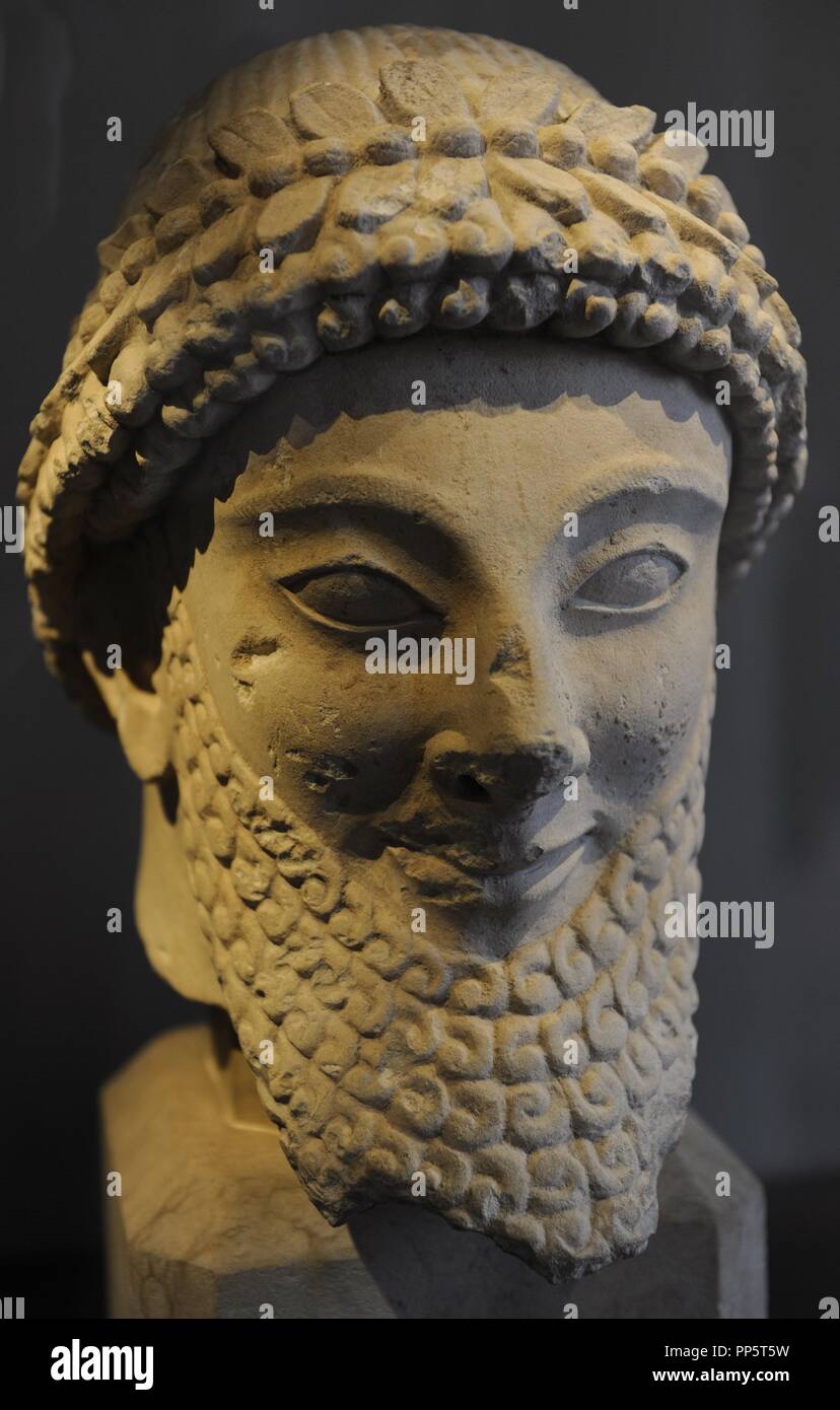 Head of a male statue. Cyprus. 5th century BC. Limestone. Neues Museum ...