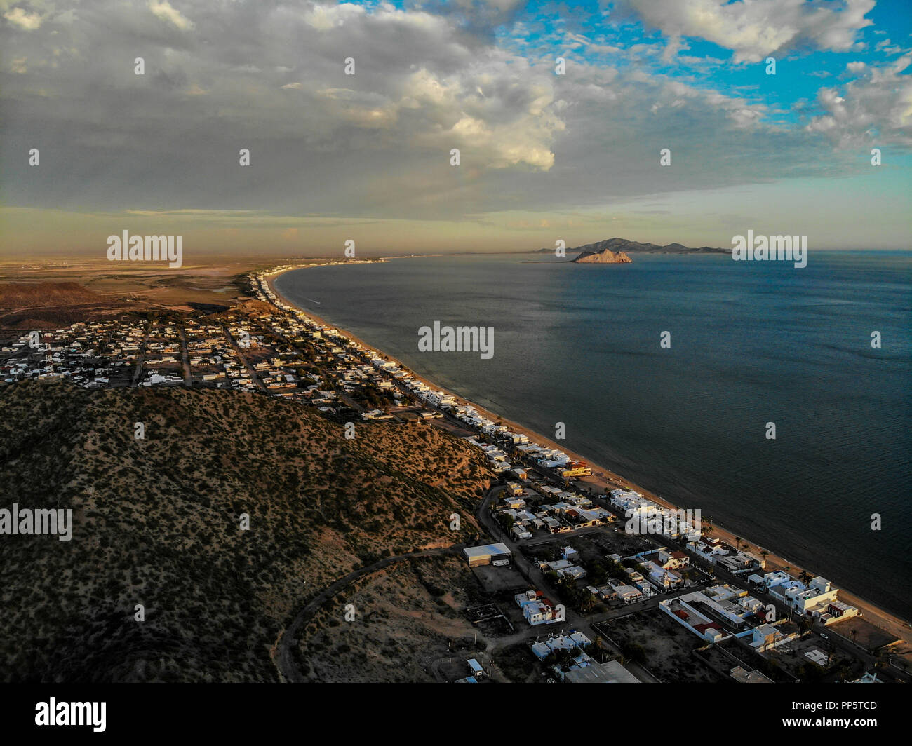 Aerial view of Kino Bay in Sonora, Mexico. Beach. Tourist destination ...