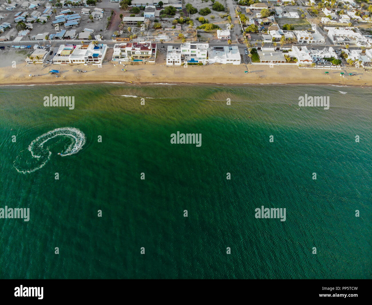 Aerial view of Kino Bay in Sonora, Mexico. Beach. Tourist destination ...