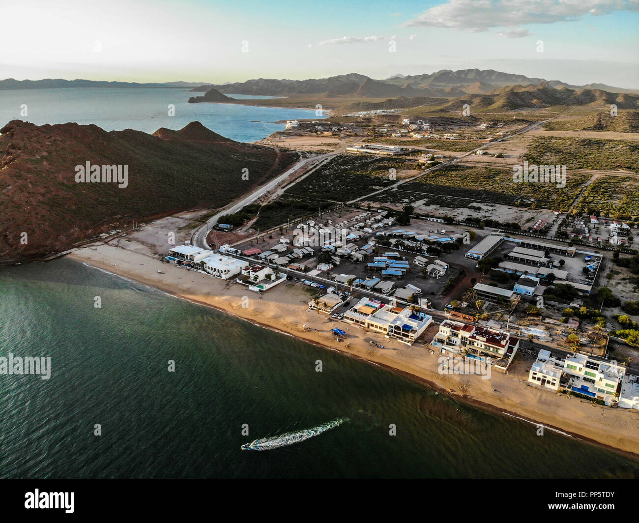 Aerial view of Kino Bay in Sonora, Mexico. Beach. Tourist destination ...