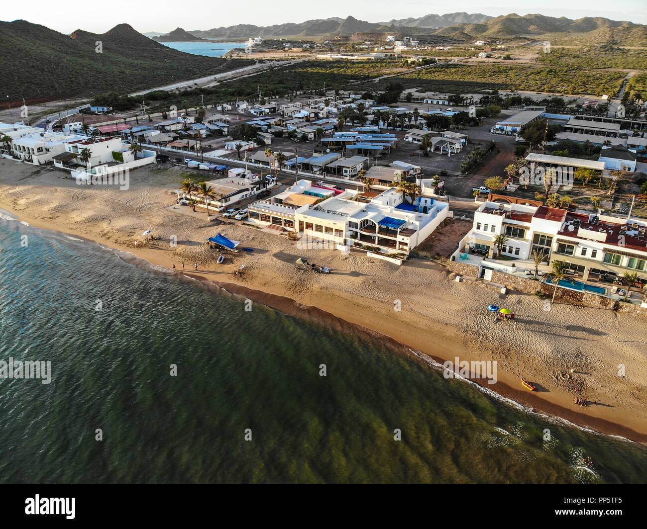 Aerial view of Kino Bay in Sonora, Mexico. Beach. Tourist destination ...