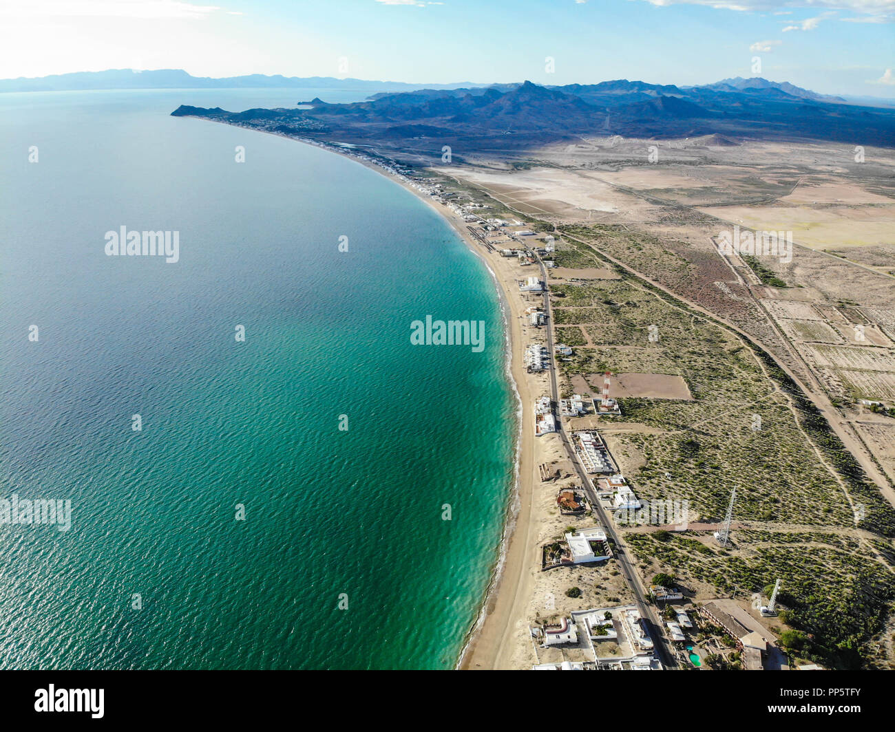 Aerial view of Kino Bay in Sonora, Mexico. Beach. Tourist destination ...