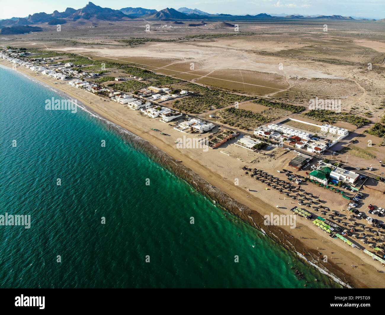 Aerial view of Kino Bay in Sonora, Mexico. Beach. Tourist destination ...