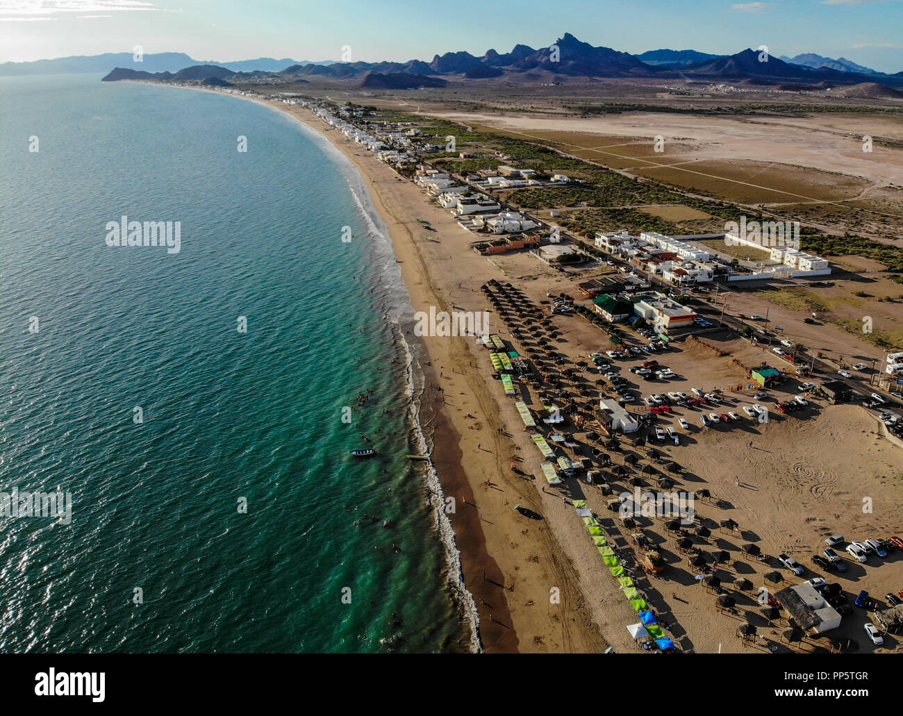 Aerial view of Kino Bay in Sonora, Mexico. Beach. Tourist destination ...