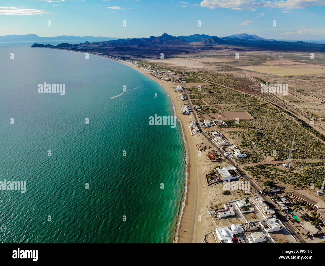 Aerial view of Kino Bay in Sonora, Mexico. Beach. Tourist destination ...