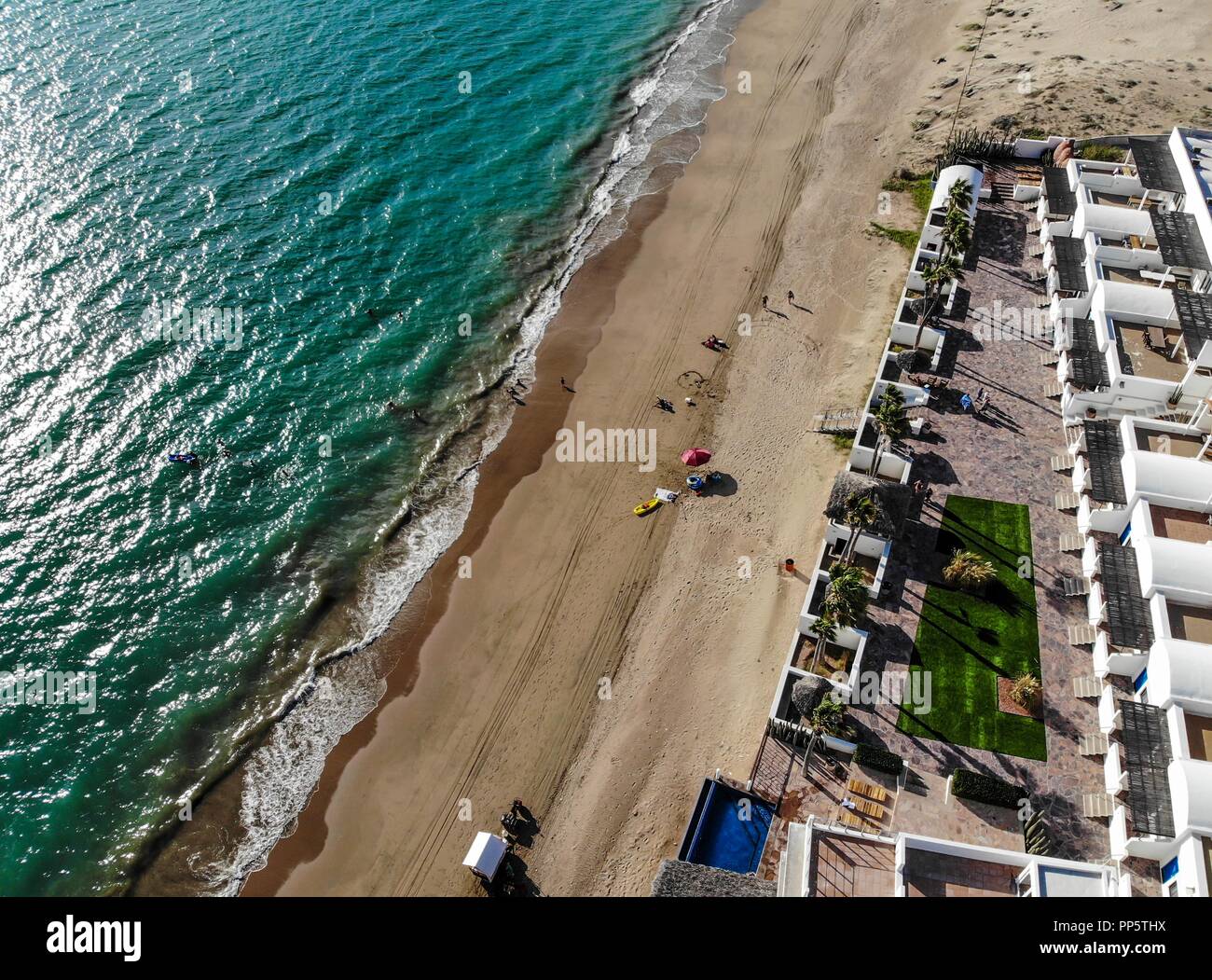 Aerial view of Kino Bay in Sonora, Mexico. Beach. Tourist destination ...