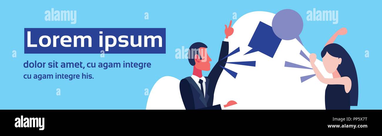 couple quarrel business conflict situation people shouting each other ...