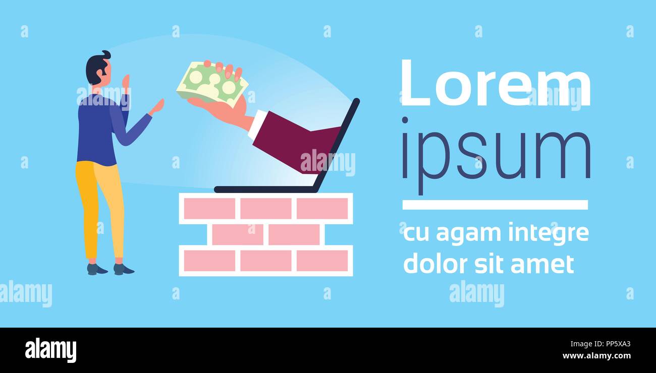 man getting money from laptop monitor screen online banking ...