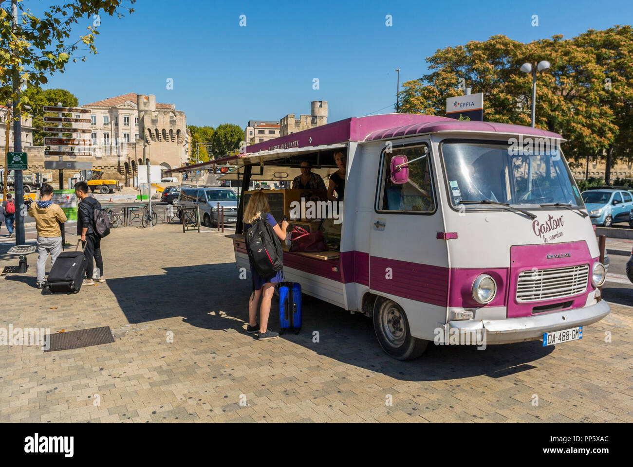 Avignon, FRANCE, People on Street Scenes, French Food Trucks, Local ...