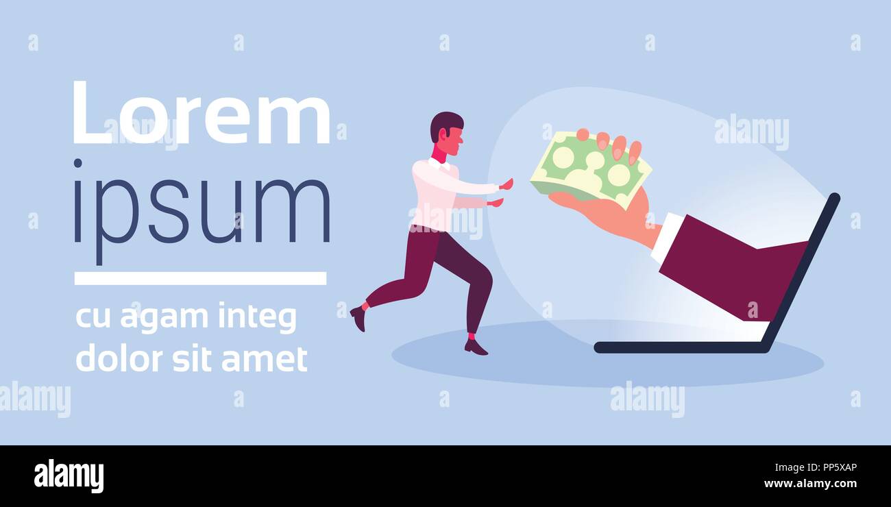 man getting money from laptop monitor screen online banking ...