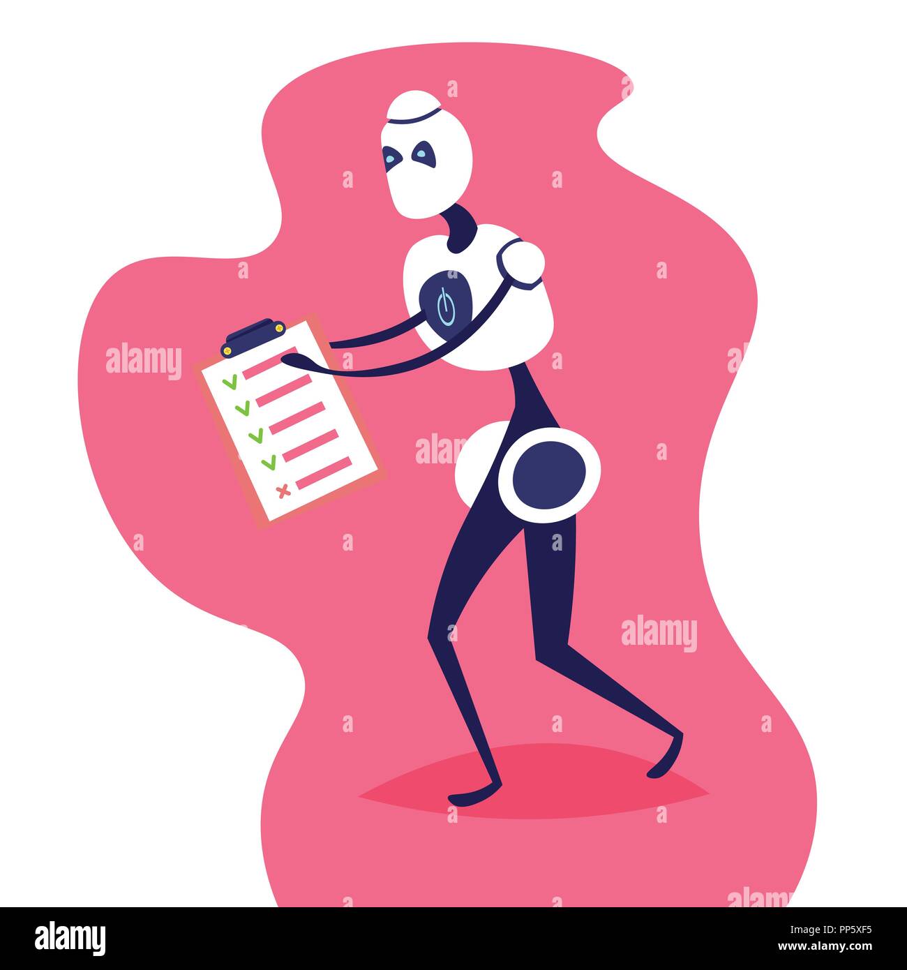 Modern robot hold checklist clipboard helper bot artificial ...